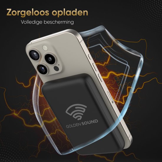 Golden Sound Powerbank 10.000 mAh - Draadloos magnetisch opladen - USB ...