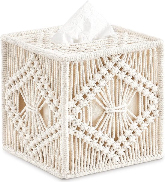 Tissue Box Cover Macrame Vierkante Open Bodem - Tissue Box Houder Boho ...