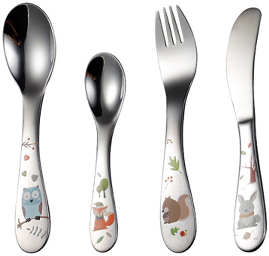 Kinderbestek bosdieren in kleurenprint | bol