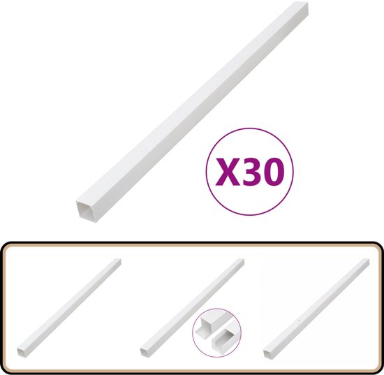vidaXL Kabelgoot - PVC - Wit - 30 stuks - 100x40 mm Kabel Goot ...