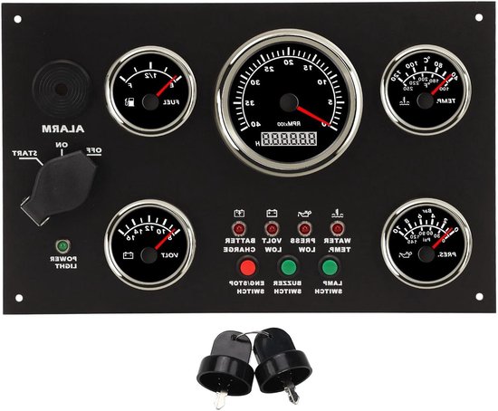 Marine Instrument Panel Set - Tachometer, Fuel Level, Water Temperature ...