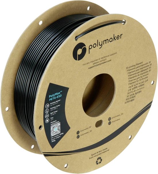 Polymaker PB03002 Filament PETG ESD ESD-veilig, Slagvast 2.85 mm 500 g Zwart PolyMax™... | bol