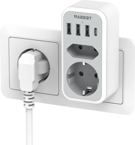 Dubbele Stekkeradapter Stopcontact USB C Meervoudige Stekker USB ...