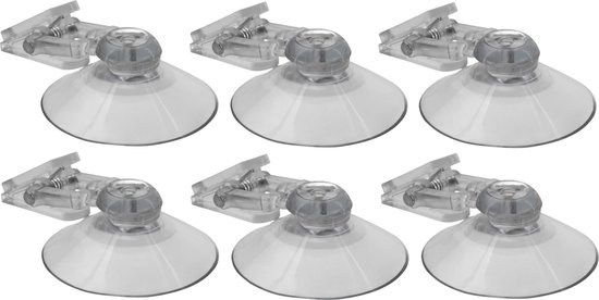 Zuignap met ophang klem - 6x - kunststof - 4 cm - raam/deur bevestiging ...