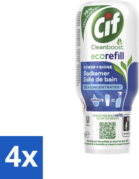 Cif Eco Refill Power & Shine Badkamerreiniger - Spray - 70 ml - 4 stuks ...