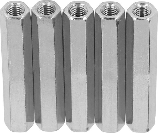 75mm Rvs Hex Verbinding Noten - M8x1.25 Binnendraad Staaf Koppeling Moeren - 5 Stuks . | bol