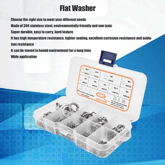 Lente Borgring Set - 480 Stks Rvs Split Lock Washer M2 M2.5 M3 M4 M5 M6 ...
