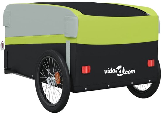 vidaXL Fietstrailer - 45 kg - Zwart en Groen Fietskar - Transportwagen ...
