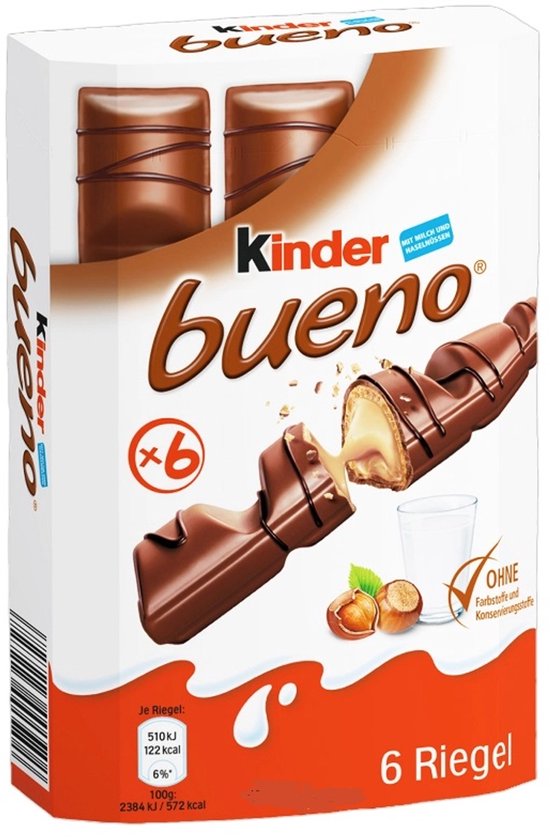 Kinder Bueno melkchocolade hazelnoot 6 repen | bol