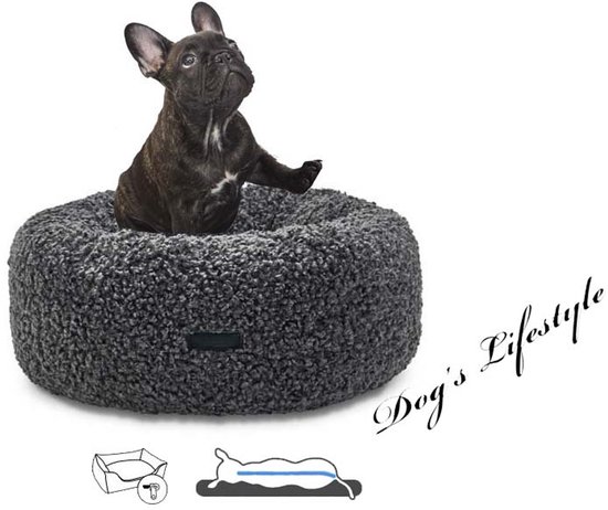Orthopedische Donut Hondenmand Boucle Lex Antraciet 70cm Wasbare hoes ...