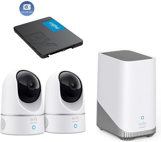 eufy Security E220 Binnencamera 2K Pan & Tilt - Indoor Cam - 2-pack + HomeBase 3 voor... | bol