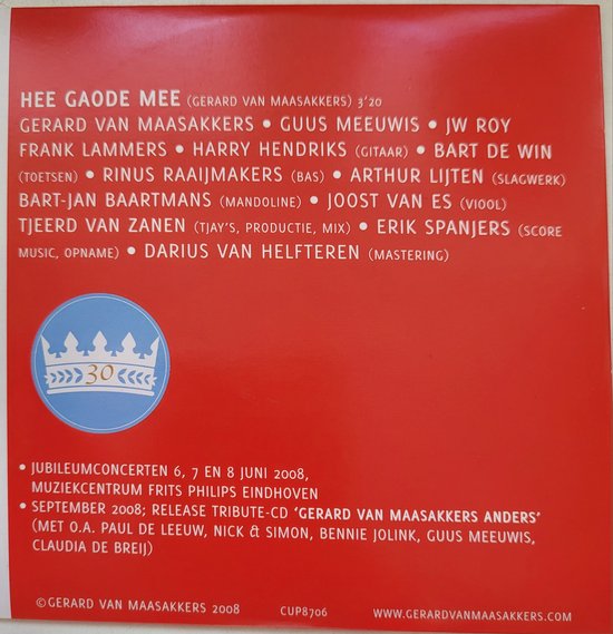 Gerard van Maasakkers met de Vaste Mannen (Guus Meeuwis, JW Roy en ...