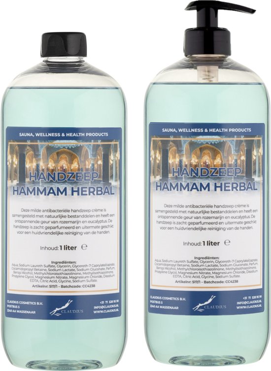 Handzeep Hammam Herbal 1 liter - met gratis pompje - set van 2 stuks | bol