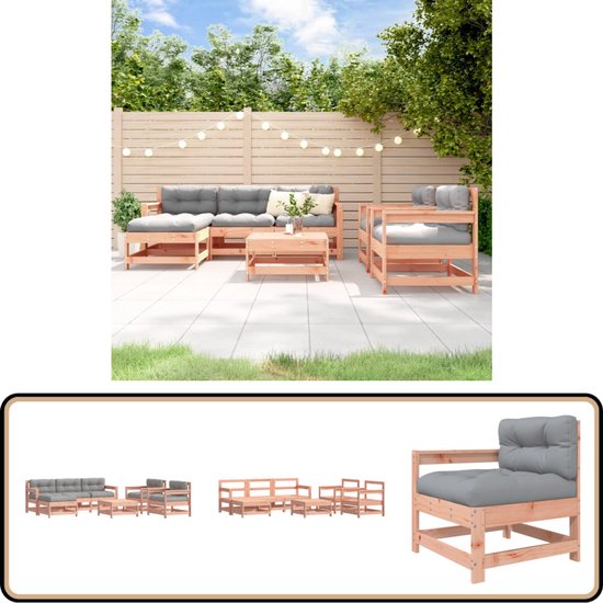 vidaXL Loungeset 7-delig - Douglashout met kussens Loungeset - Tuinset ...