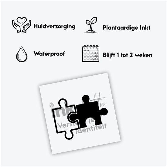 Perfect fit: wit en zwart puzzelstukken - Tijdelijke Tattoo volwassenen ...