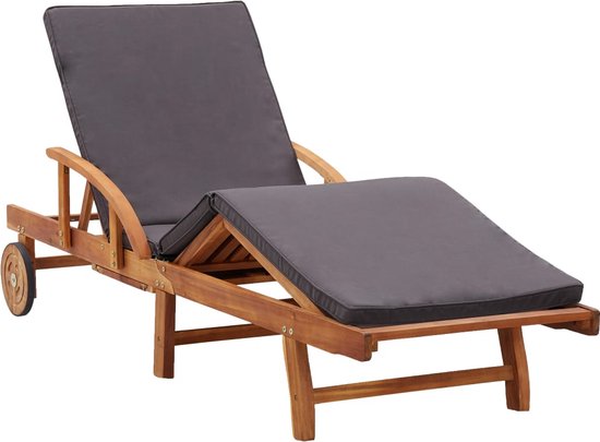 vidaXL Ligbed massief acaciahout met kussen Ligbed - Lounge Bed ...