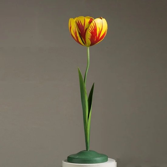 Tulp kandelaar rood/geel 10x10x35cm | bol