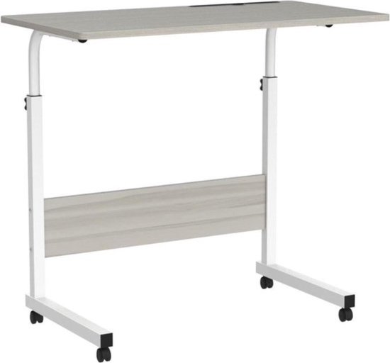 Verstelbare bank-bed bijzettafel draagbaar bureau met wielen - wit esdoorn - 80 x 40 cm | bol