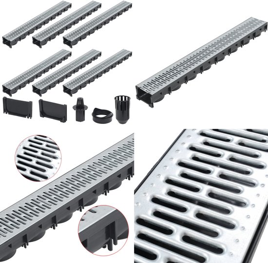 vidaXL Afvoergoten 6 m gegalvaniseerd staal 6 st - Afvoerkanaal - Afvoerkanalen -... | bol