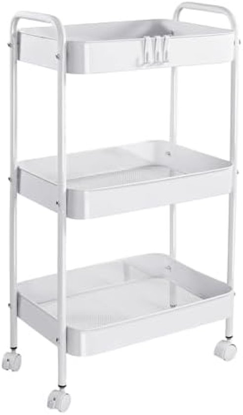 Selbro ® 3-laags Metalen Rolkar met Wielen, Wit | bol