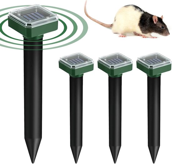 4 stuks ultrasone mollenverjager op zonne-energie voor het verdrijven ...