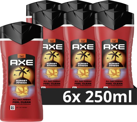 AXE 3-in-1 Douchegel - Sunset Fresh - 6 x 250 ml - Voordeelverpakking | bol