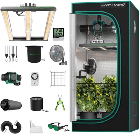Kweektent compleet Mars Hydro FC 1500 EVO - Kweek set - inclusief afzuiging, LED... | bol