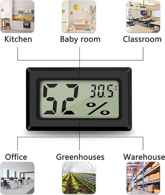 Digitale minithermometer en hygrometer met lcd-scherm - meet ...