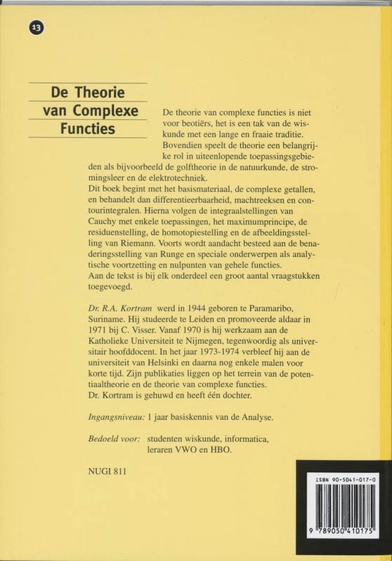 Epsilon uitgaven 13 - De theorie van complexe functies | 9789050410175 | R.A.... | bol.com