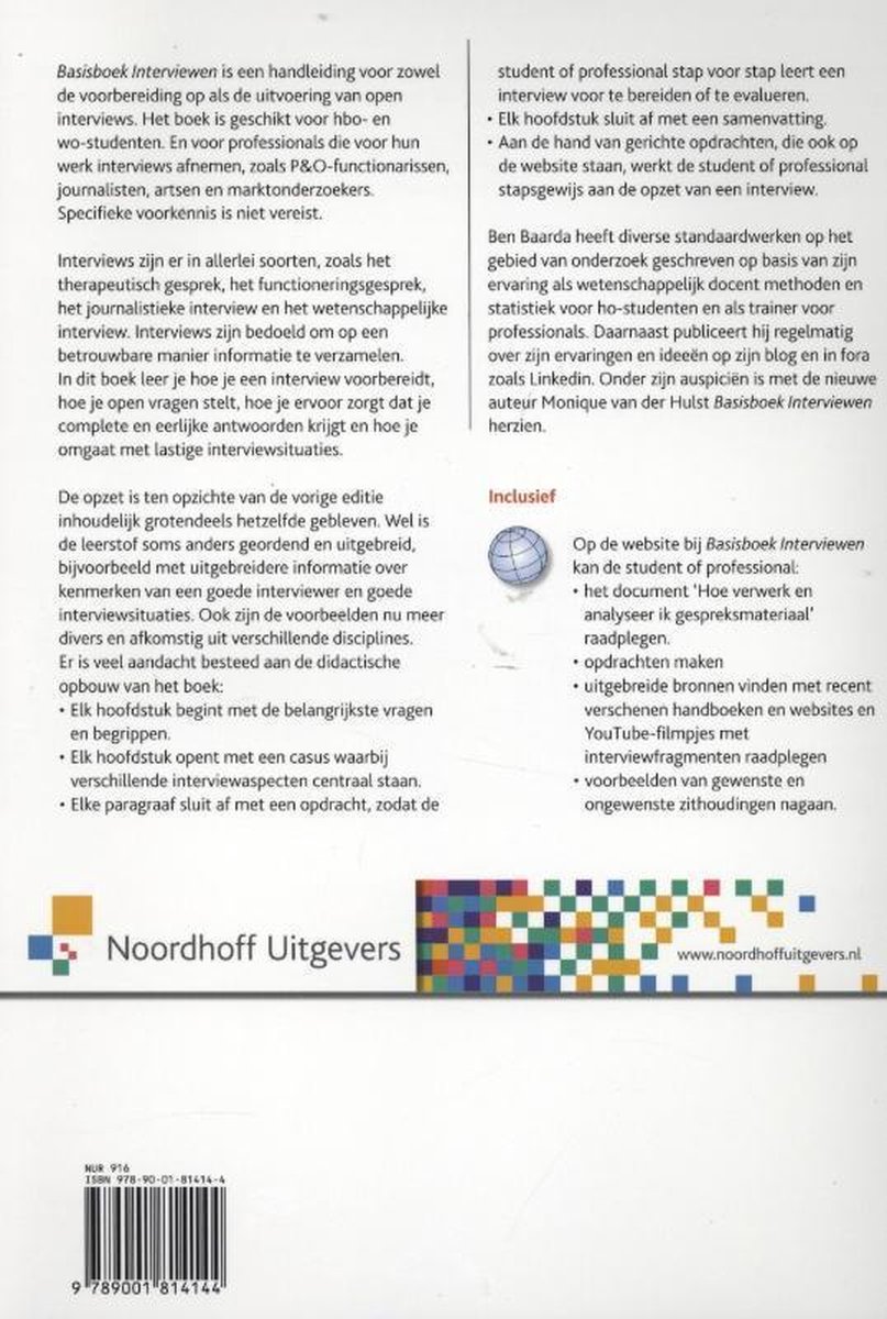 Basisboek interviewen | 9789001814144 | Ben Baarda | Boeken | bol.com