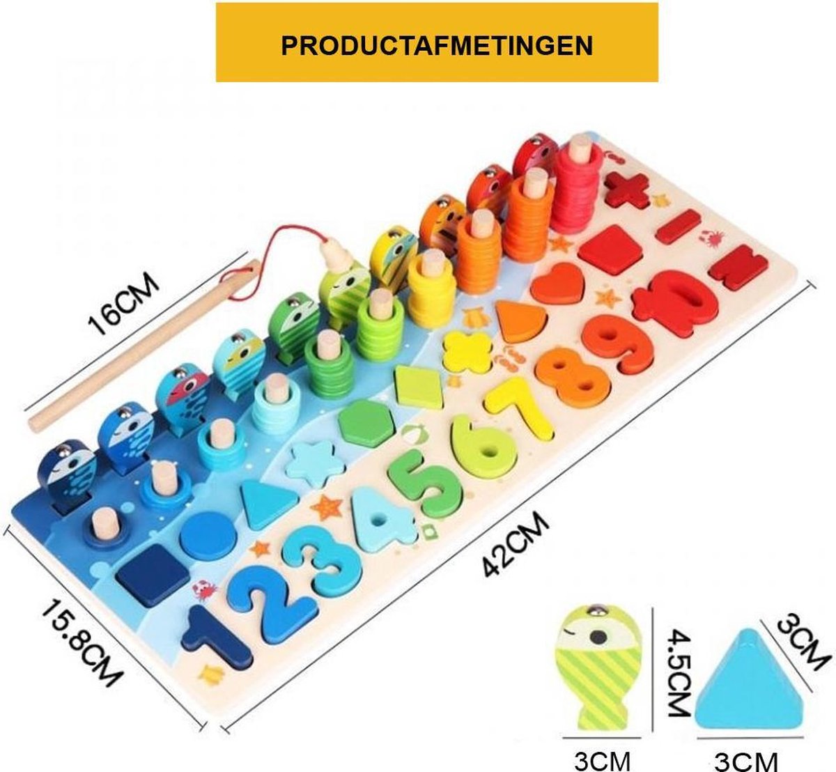Educatief leersysteem - rekenen - figuren - primaire kleuren - houten ...