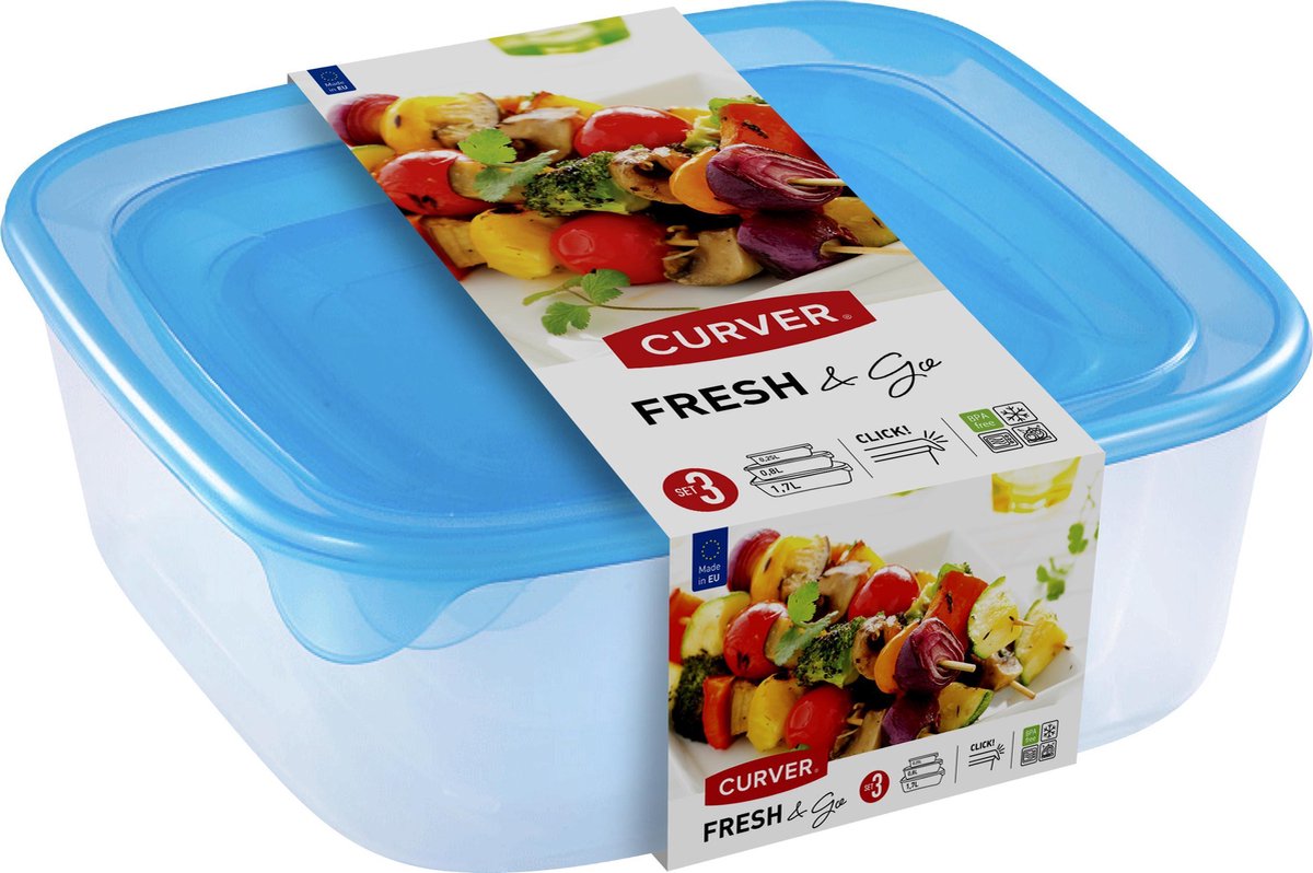 Curver Fresh&Go Vershouddozen - 4-Delig - 0,25/0,8/1,7/2,9 Liter ...