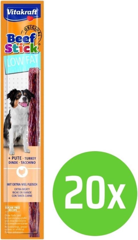 Vitakraft beefstick low fat - hondensnack - 12 gram - 20 verpakkingen | bol