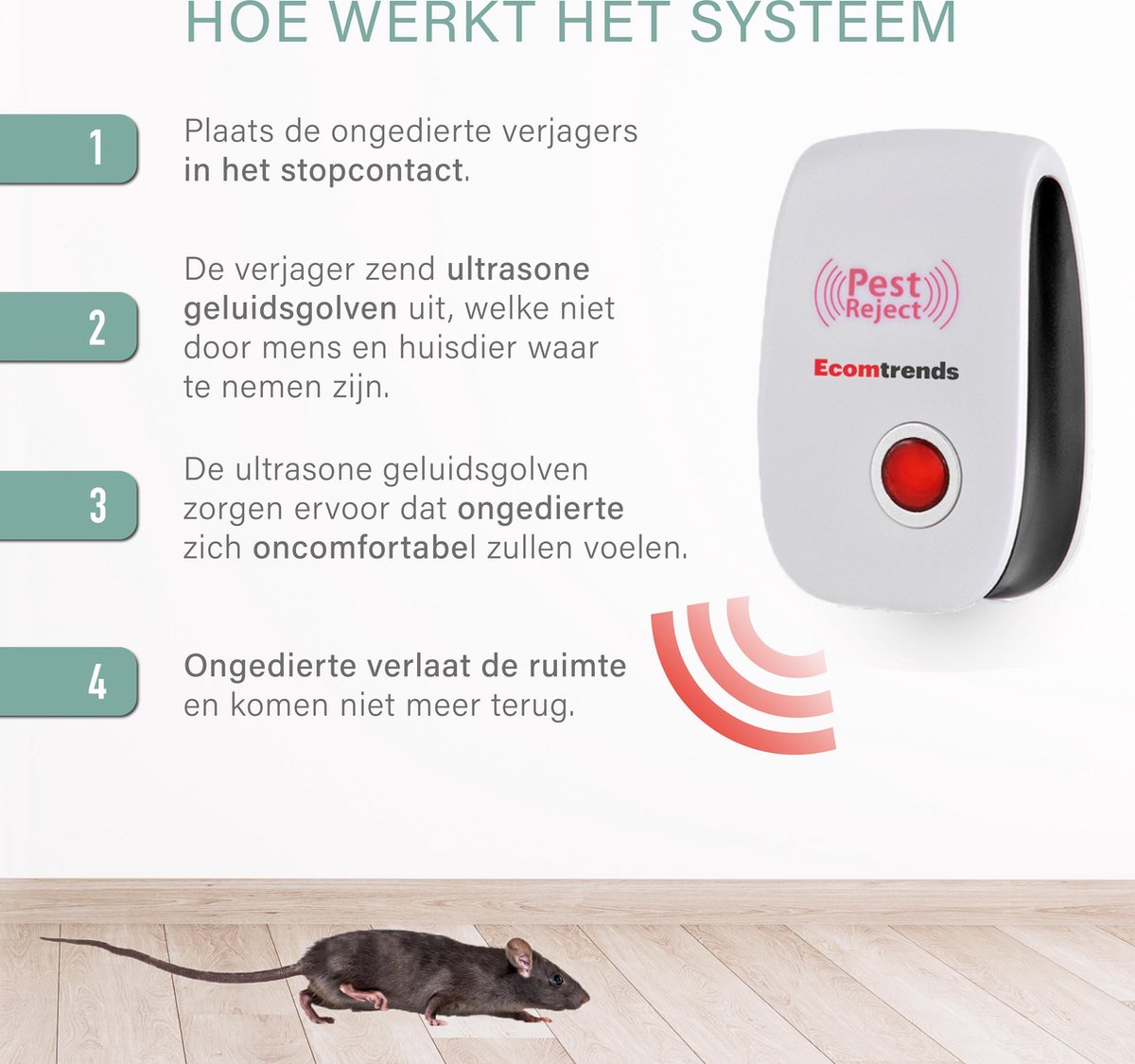 Ultrasone Ongedierte Verjager - Muizenverjager - Muizenval - Insecten ...