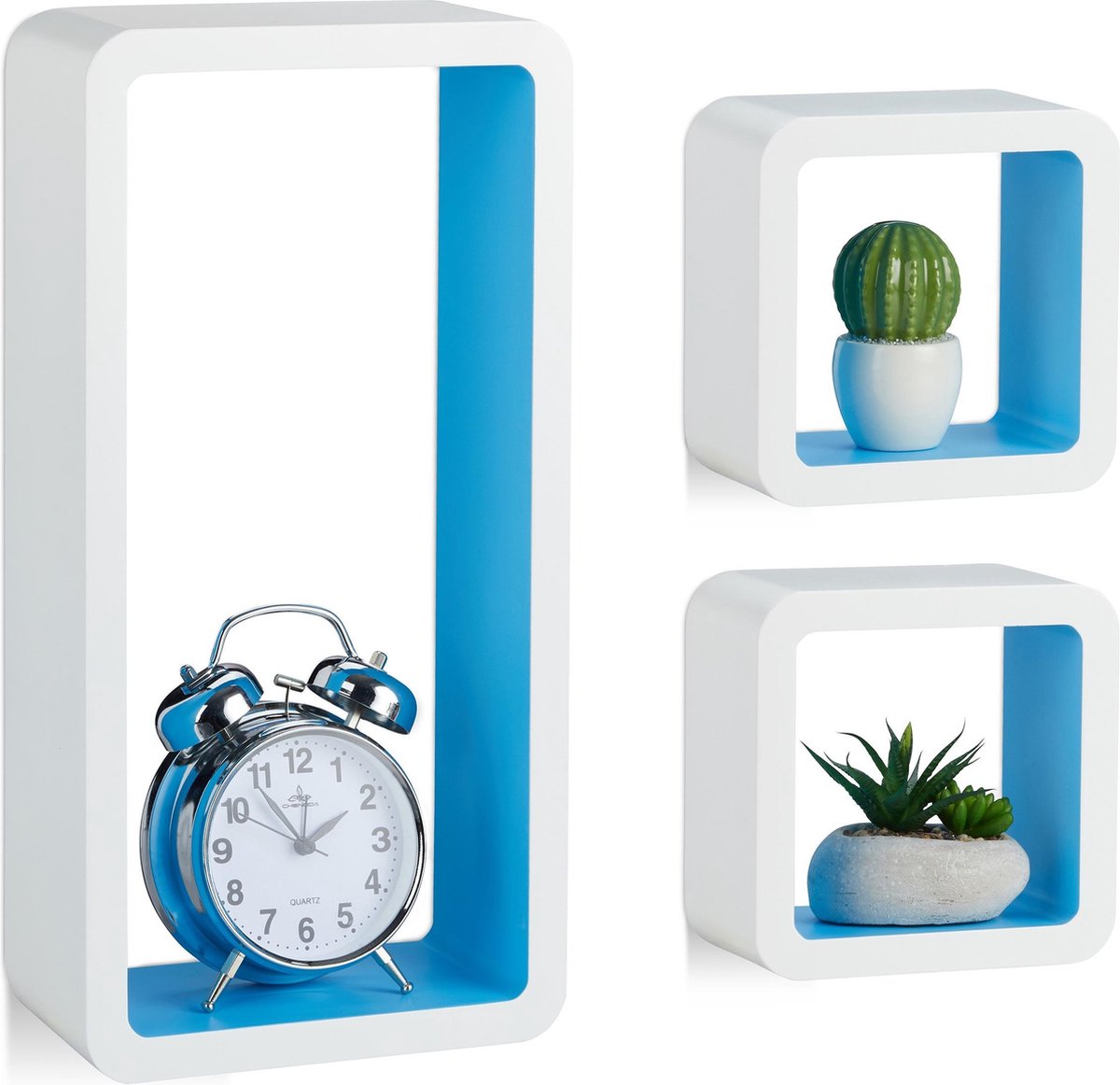 Relaxdays wandbox kubus - set van 3 - wandkubus - hout - kubus - MDF ...