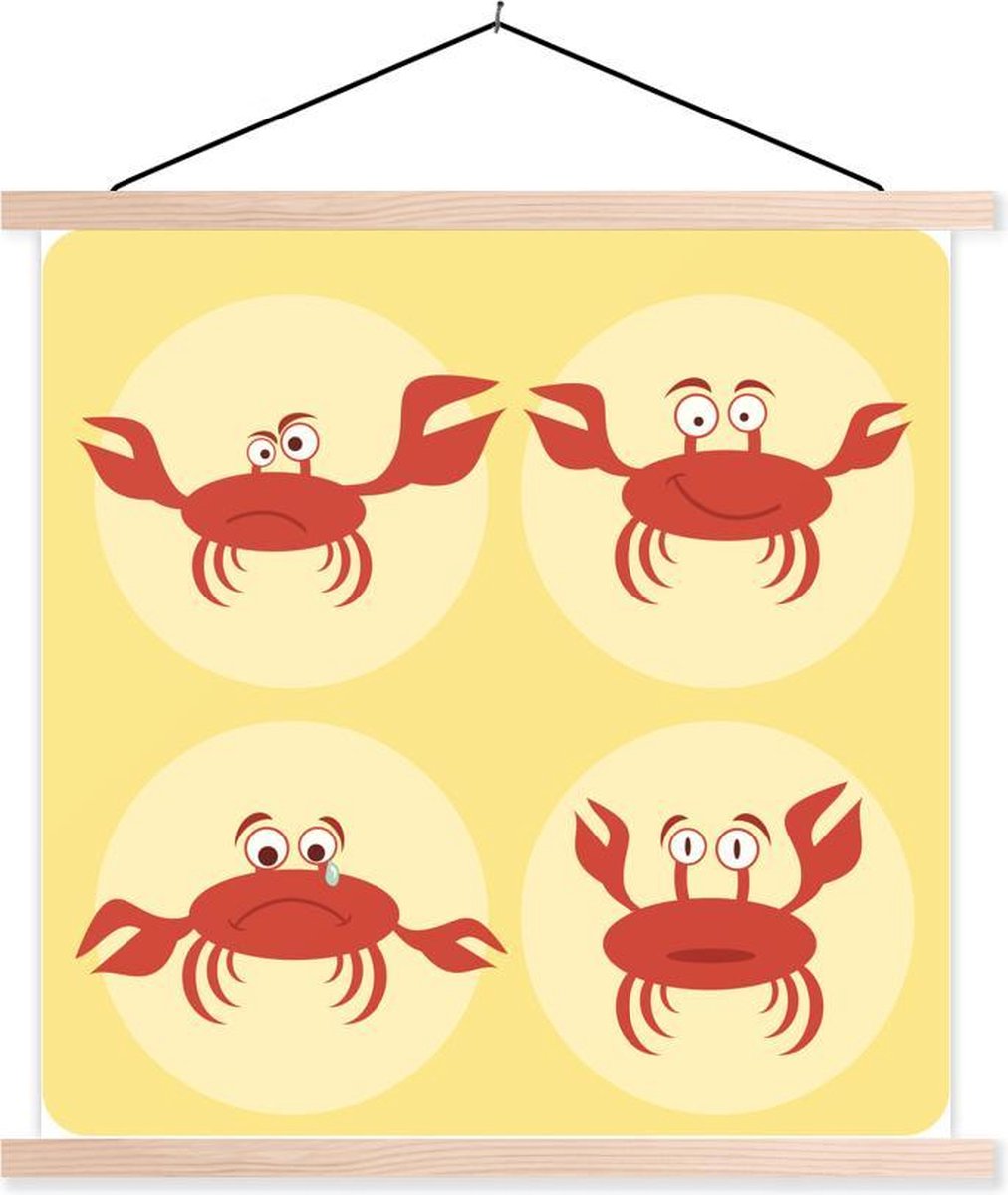 Illustration de quatre crabes avec différentes émotions affiche école ...