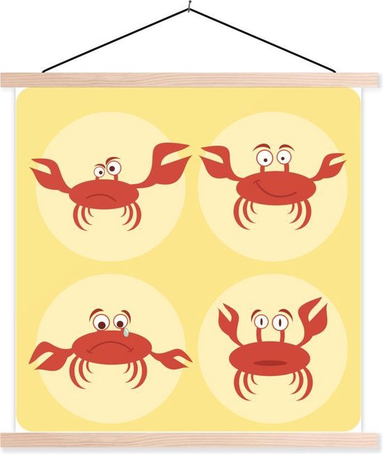 Illustration de quatre crabes avec différentes émotions affiche école ...