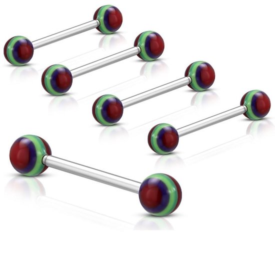 Tongpiercing-chirurgisch Staal-acryl-gestreept | bol.com