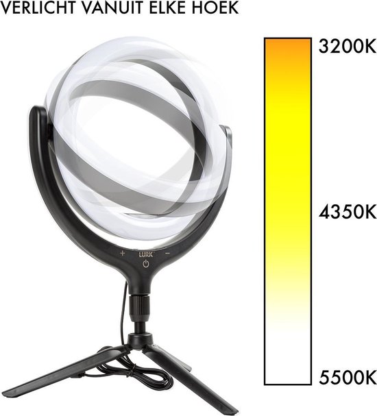 LURK® Ringlamp set 12 inch PRO compact statief / tripod en Bluetooth ...