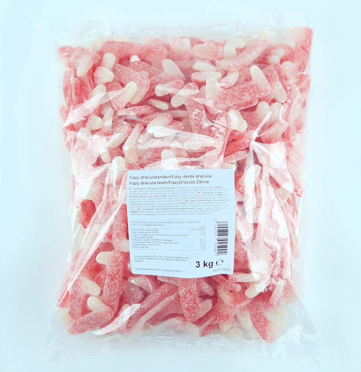 Zure Draculatanden Snoep - 3kg - Rood - Roze - Wit - Zuur | bol