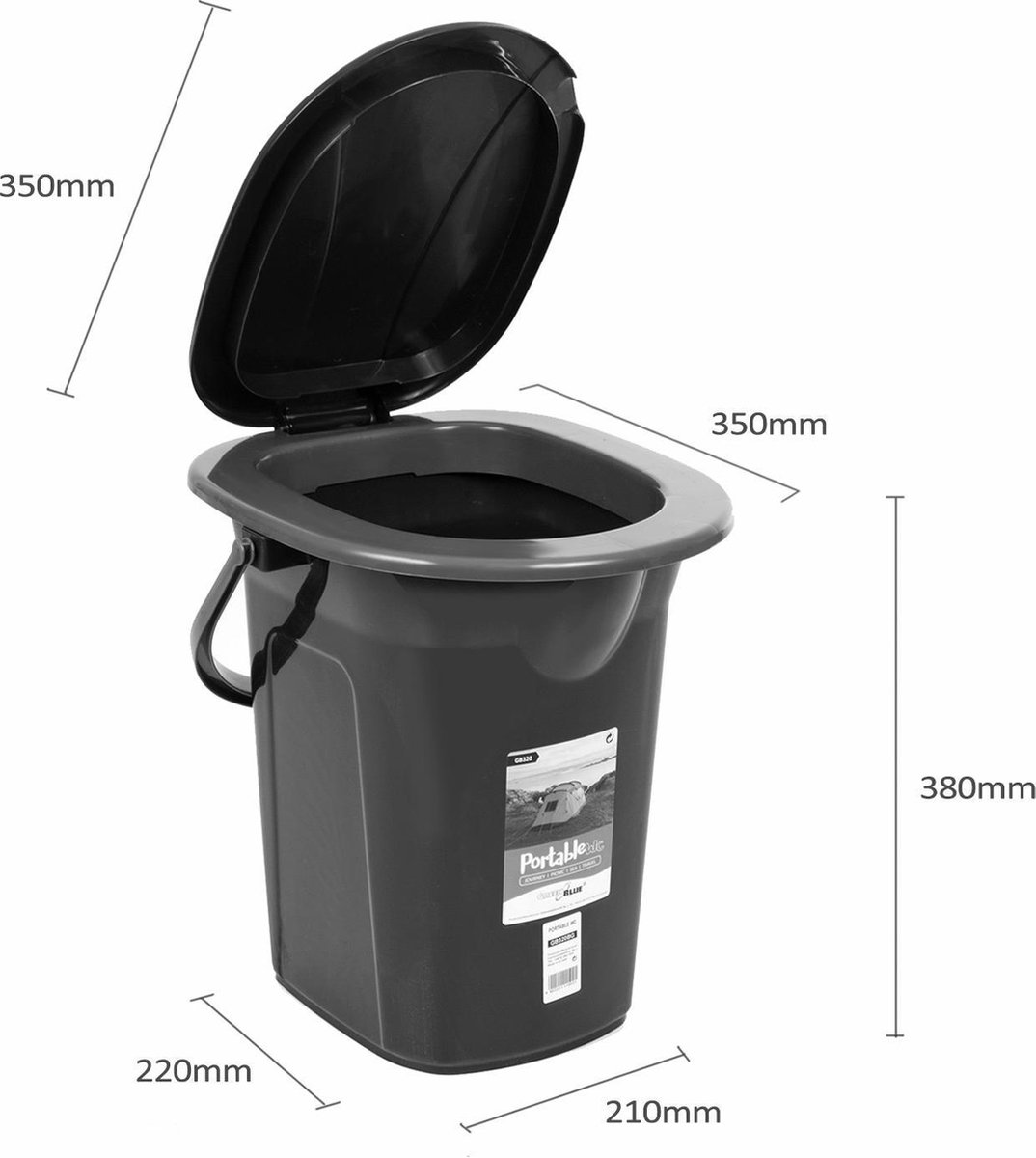 Campingtoilet 19L Mobiele toiletemmer Reistoilet Toiletemmer Toilet ...