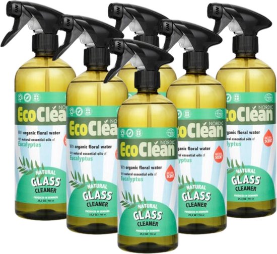 EcoClean Glasreiniger Eucalyptus ANTI-ALLERGISCH - 750ml - 6 stuks | bol