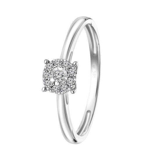 Lucardi Dames Ring met 10 diamanten 0,08ct - Ring - Cadeau voor vrouwen ...