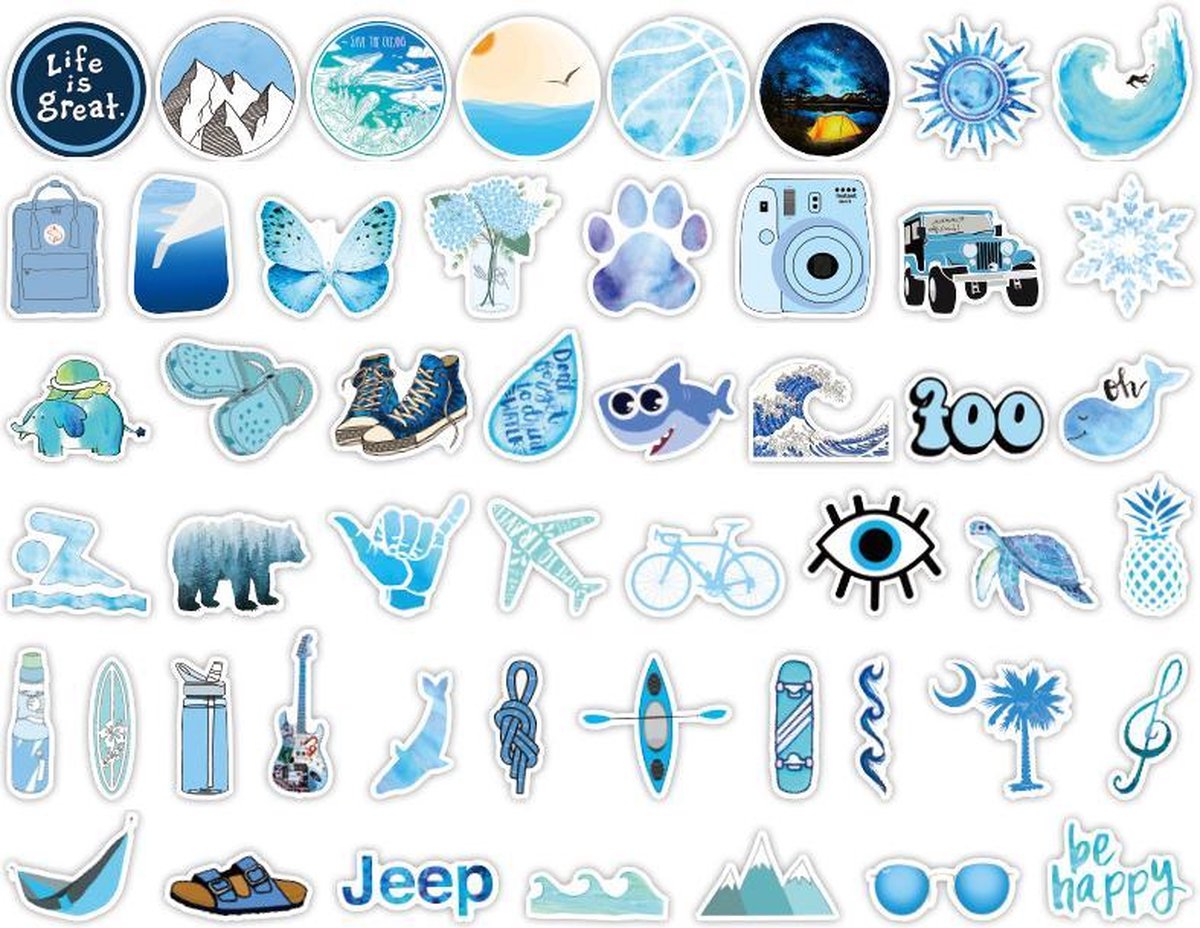 blauw & geel | sticker set | vinyl stickers | 100 stuks | bol.com