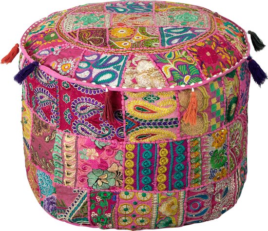 POEFJUH - Poef - Poef rond - patchwork - handgemaakt - 56x36 cm ...
