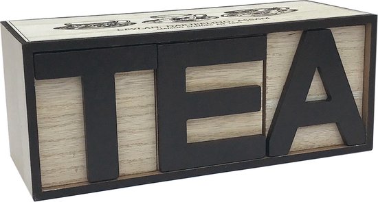 Grote Theedoos - 'TEA' Houteffect Theedoosje - Theedoos afmetingen 11 x ...