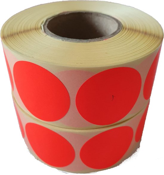 Etiketten op rol - 35 mm rond - rood radiant - blanco - 1.000 etiketten ...