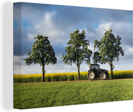 Canvas Schilderij Trekker - Boom - Bloemen - 180x120 cm - Wanddecoratie ...
