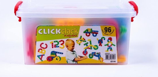 Dede- Click Clack Puzzel-96 stukjes-Transparante opbergdoos-3+ jaar ...
