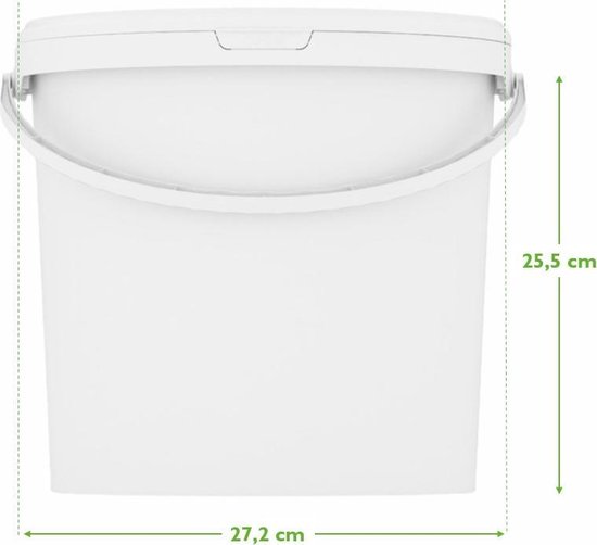 5 x Witte emmer met deksel - 10,9 liter (Ø 272 mm) - Geschikt voor food ...